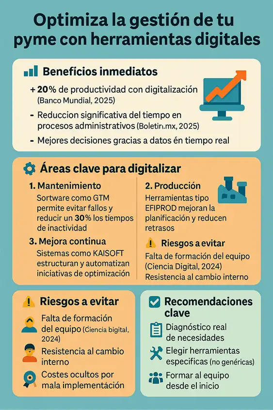 optimizar la gestión empresarial de tu pyme usando herramientas digitales infografía | Pyme.es ...